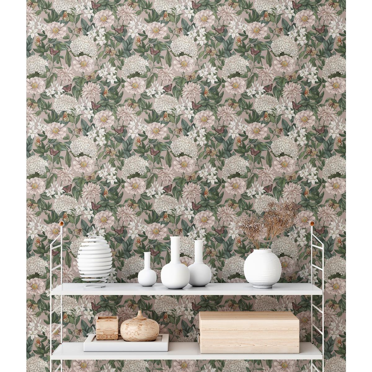 Wallpaper As Creation Drawn into Nature - 39426-2 shades of beige || shades of green || shades ...